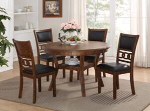 new classic furniture gia 5-piece round dining set with 1 dining table and 4 chairs, 47-inch, brown