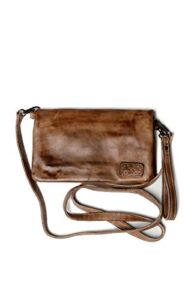 bed|stu women’s cadence leather wallet, crossbody or clutch (tan rustic)