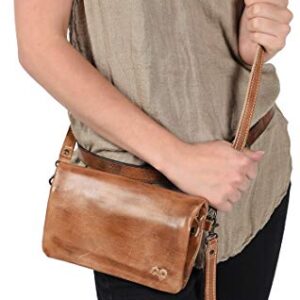 Bed|Stu Women's Cadence Leather Wallet, Crossbody or Clutch (Tan Rustic)