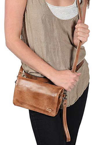 Bed|Stu Women's Cadence Leather Wallet, Crossbody or Clutch (Tan Rustic)