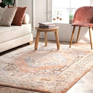 nuloom vintage kate medallion area rug, 8 ft x 10 ft, beige