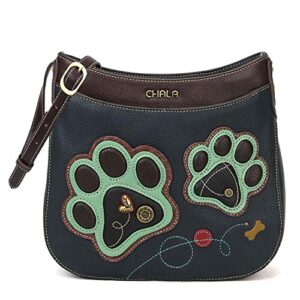 chala handbags paw print crescent crossbody handbag purse, dog mom