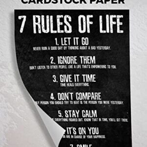 HoneyKICK 7 Rules of Life Motivational Poster, 11 x 14 Inches Unframed, Printed on Premium Cardstock Paper