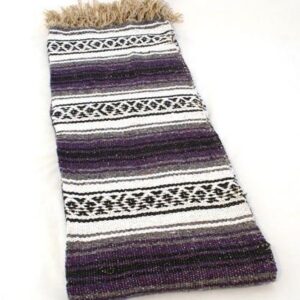 Artisan Made Traditional 54" x 76" Striped Mexican Blanket Yoga Studio Quality Purple Deluxe