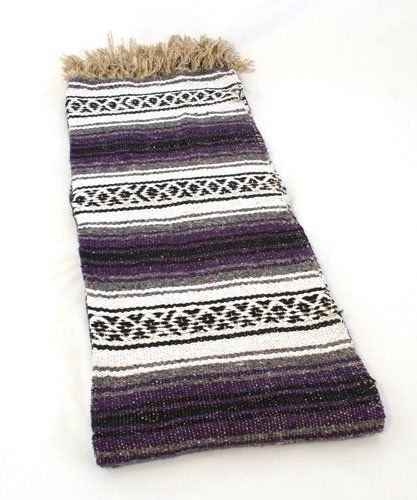 Artisan Made Traditional 54" x 76" Striped Mexican Blanket Yoga Studio Quality Purple Deluxe