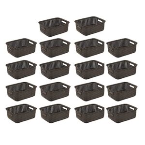 sterilite decorative wicker-style short weave basket, espresso (18 pack)