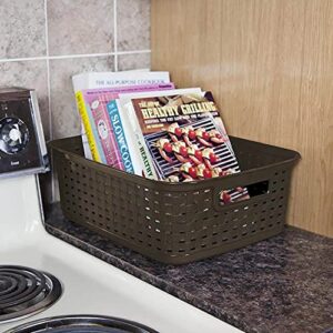 Sterilite Decorative Wicker-Style Short Weave Basket, Espresso (18 Pack)