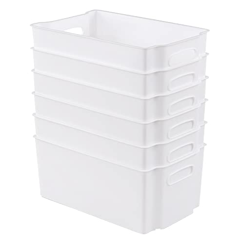 Wekioger Small Plastic Freeze Bin Pantry Storage Basket Box, 6 Packs