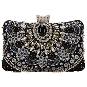 fawziya clutch purses women beaded evening bag-black