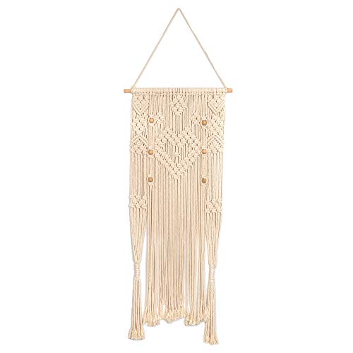 Eiyye Macrame Shelf Floating Wood Shelf Supporter Handmade Cotton Tapestry Hanging Home Deco14.6x35.4inch