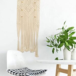 Eiyye Macrame Shelf Floating Wood Shelf Supporter Handmade Cotton Tapestry Hanging Home Deco14.6x35.4inch