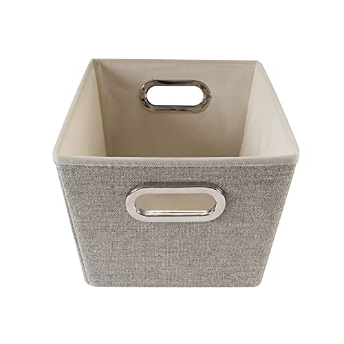 Simplify Medium Grommet Bin in Faux Jute Storage Basket, Beige