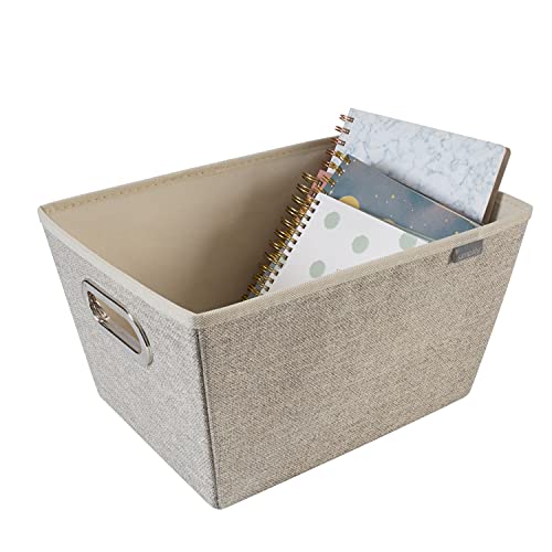 Simplify Medium Grommet Bin in Faux Jute Storage Basket, Beige