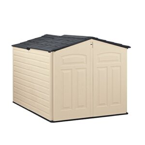 rubbermaid slide-lid resin weather resistant outdoor storage shed, 6 x 3.75 feet, 96 cu. ft., olive/sandstone, for garden/backyard/home/pool