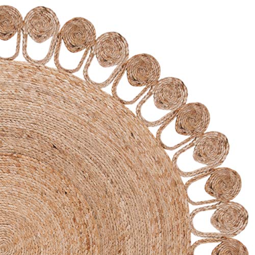 SAFAVIEH Natural Fiber Round Collection 3' Round Natural NFB252A Handmade Boho Country Charm Jute Area Rug