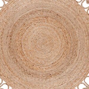 SAFAVIEH Natural Fiber Round Collection 3' Round Natural NFB252A Handmade Boho Country Charm Jute Area Rug