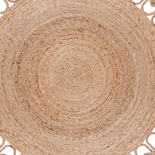 SAFAVIEH Natural Fiber Round Collection 3' Round Natural NFB252A Handmade Boho Country Charm Jute Area Rug