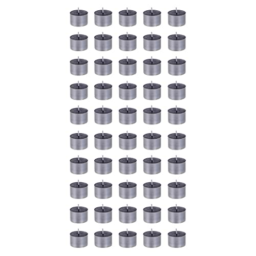 Mega Candles 50 pcs Unscented Black Jumbo Tea Lights Candle, Pressed Wax Candles 8 Hour Burn Time, Home Décor, Wedding Receptions, Baby Showers, Birthdays, Celebrations, Party Favors & More