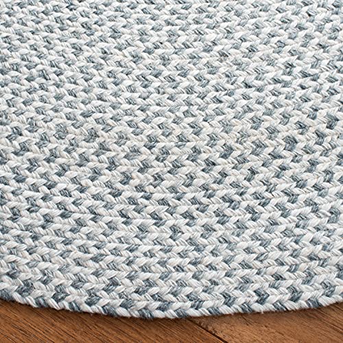 SAFAVIEH Braided Collection 5' Round Silver / Ivory BRD801G Handmade Country Cottage Reversible Area Rug