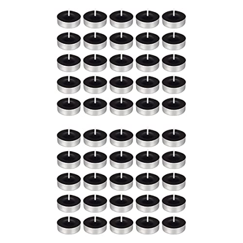 Mega Candles 50 pcs Unscented Black Tea Lights Candle, Pressed Wax Candles 3.5 Hour Burn Time, for Home Décor, Wedding Receptions, Baby Showers, Birthdays, Celebrations, Party Favors & More