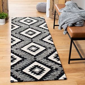 safavieh aspen collection 2’3″ x 7′ charcoal / black apn813z handmade moroccan boho tribal wool runner rug