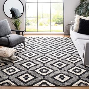 safavieh aspen collection 8′ x 10′ charcoal / black apn813z handmade moroccan boho tribal wool area rug