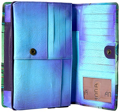 Anna by Anuschka Women’s Hand-Painted Genuine Leather Organizer Wallet On a String - Midnight Peacock