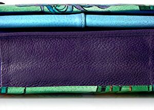 Anna by Anuschka Women’s Hand-Painted Genuine Leather Organizer Wallet On a String - Midnight Peacock