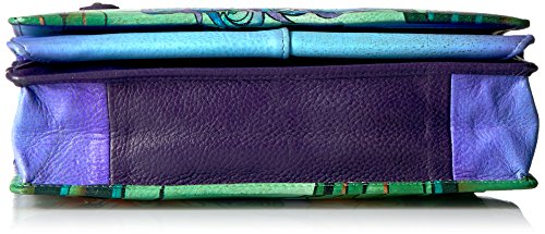 Anna by Anuschka Women’s Hand-Painted Genuine Leather Organizer Wallet On a String - Midnight Peacock