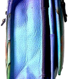 Anna by Anuschka Women’s Hand-Painted Genuine Leather Organizer Wallet On a String - Midnight Peacock