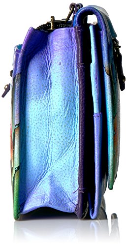 Anna by Anuschka Women’s Hand-Painted Genuine Leather Organizer Wallet On a String - Midnight Peacock