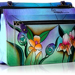 Anna by Anuschka Women’s Hand-Painted Genuine Leather Organizer Wallet On a String - Midnight Peacock