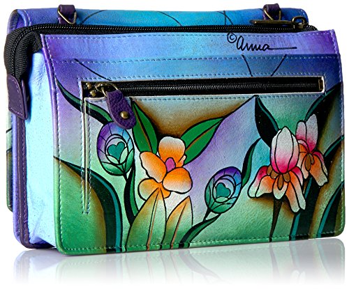 Anna by Anuschka Women’s Hand-Painted Genuine Leather Organizer Wallet On a String - Midnight Peacock