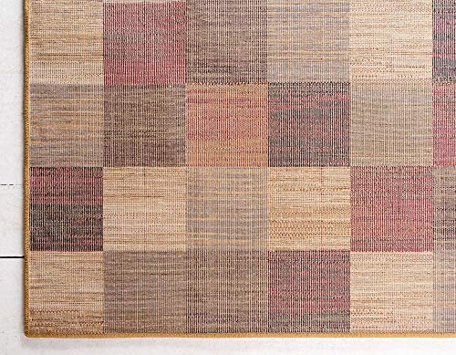 Unique Loom Barista Collection Modern, Rustic, Geometric, Squares, Urban, Warm Colors Area Rug, 2' 2" x 6' 0", Multi/Beige