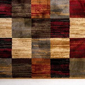 Unique Loom Barista Collection Modern, Rustic, Geometric, Squares, Urban, Warm Colors Area Rug, 2' 2" x 6' 0", Multi/Beige