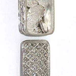 Rectangular Silver Rhinestones Wedding Arras Box & Unity Coins Arras de boda