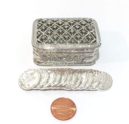 Rectangular Silver Rhinestones Wedding Arras Box & Unity Coins Arras de boda