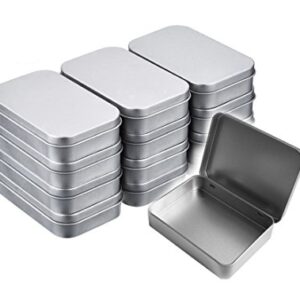 Walkingpround 12 Pack Empty Tin Box Storage Containers Metal Silver Rectangular for Candy Tins Gift Card Holder Box