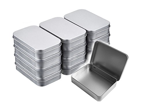 Walkingpround 12 Pack Empty Tin Box Storage Containers Metal Silver Rectangular for Candy Tins Gift Card Holder Box