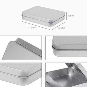 Walkingpround 12 Pack Empty Tin Box Storage Containers Metal Silver Rectangular for Candy Tins Gift Card Holder Box