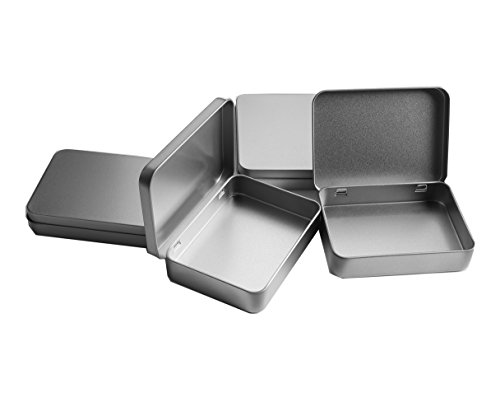 Walkingpround 12 Pack Empty Tin Box Storage Containers Metal Silver Rectangular for Candy Tins Gift Card Holder Box