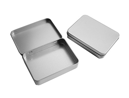 Walkingpround 12 Pack Empty Tin Box Storage Containers Metal Silver Rectangular for Candy Tins Gift Card Holder Box