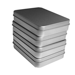 Walkingpround 12 Pack Empty Tin Box Storage Containers Metal Silver Rectangular for Candy Tins Gift Card Holder Box