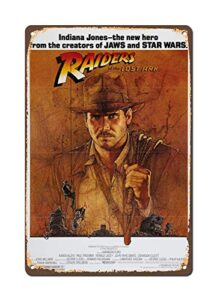 vintage poster 1981 indiana jones raiders of the lost ark movie metallic tin sign poster printed bar restaurant club lovers gift 8 x 12 inch