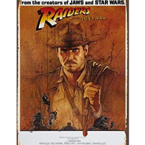 Vintage Poster 1981 Indiana Jones Raiders of The Lost ark Movie Metallic Tin Sign Poster Printed Bar Restaurant Club lovers Gift 8 x 12 inch