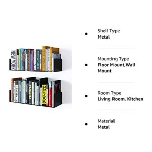 Wallniture Bali Floating Wall Mount Metal U Shape Shelf Book CD DVD Storage Display Bookcase Black Set of 2