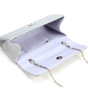 U-Story Womens Evening Wedding Party Small Clutch Bag Prom Shoulder Chain Handbag Tote (Silver)