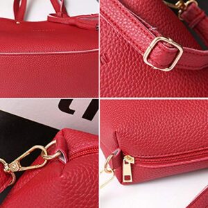 4pcs Set Tassel Handbags Fashion Satchel Bags Shoulder Purses Wallet Top Handle Work Bags (Pink)