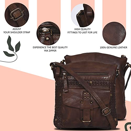 Real Leather Crossbody Purses for Women -Medium Size Flap Pocket Adjustable Strap, Soft Leather Women's Shoulder Handbags