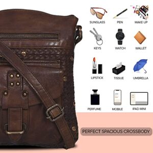 Real Leather Crossbody Purses for Women -Medium Size Flap Pocket Adjustable Strap, Soft Leather Women's Shoulder Handbags